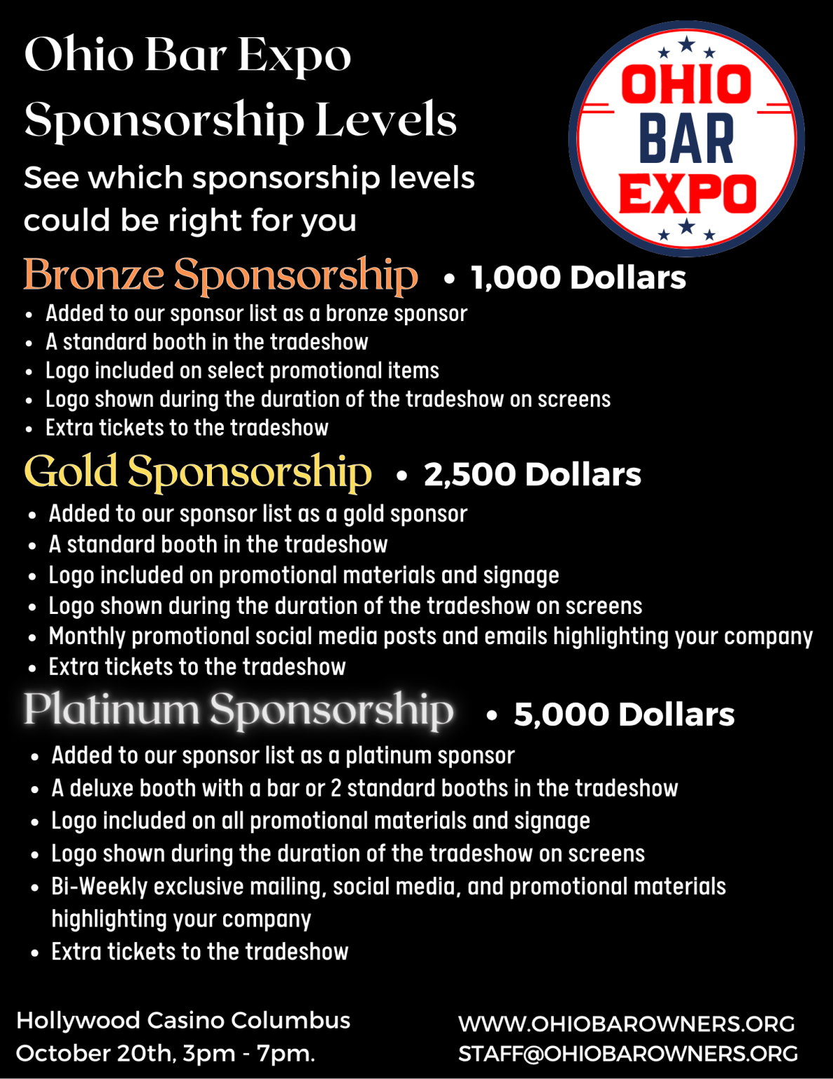 2025 Ohio Bar Expo Sponsorship – Ohio Bar Owners Association